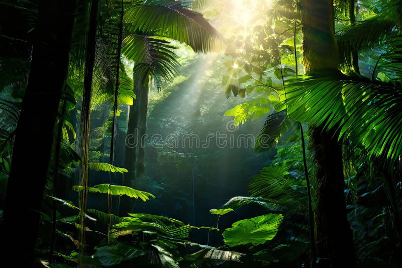 Rainforest Canopy the Dense Canopy of a Rainforest with Sunlight Stock ...