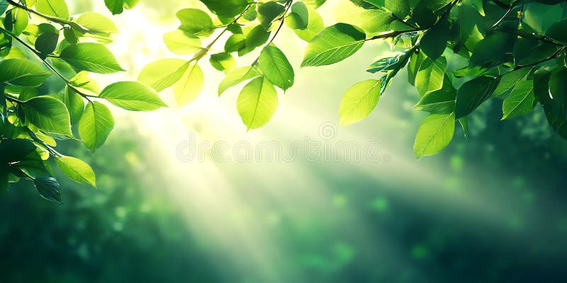 Rainforest Canopy with Sun Rays Filtering through Lush Green Leaves for ...