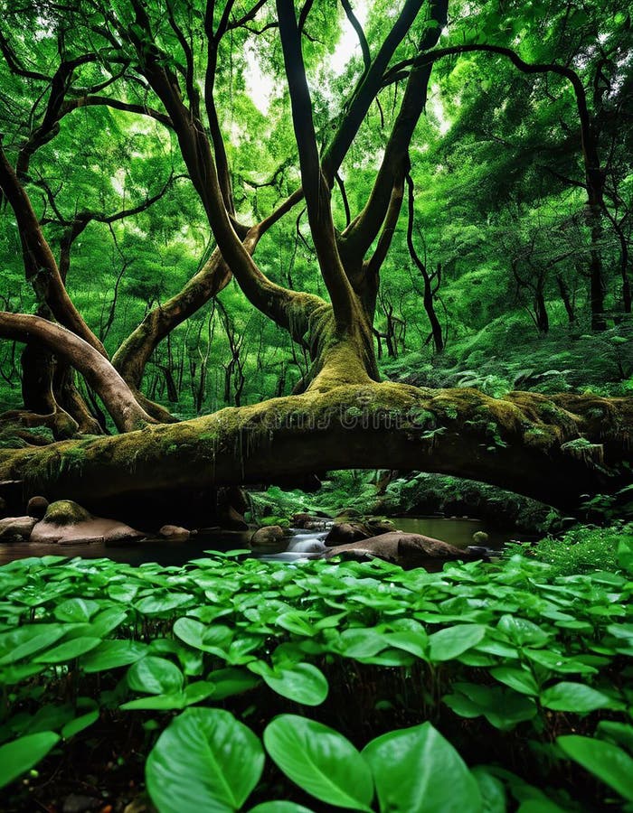 A Rainforest with a Complete Ecosystem. Greenery in the Forest a Large ...