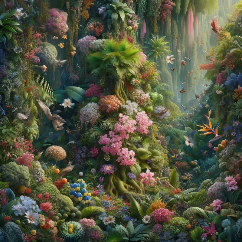 107 6. Rainforest Harmony_ a Complex Mix of Greenery and Troica Stock ...