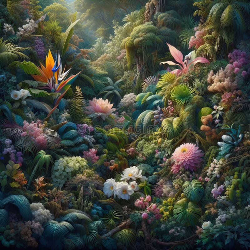 110 6. Rainforest Harmony_ a Complex Mix of Greenery and Troica Stock ...