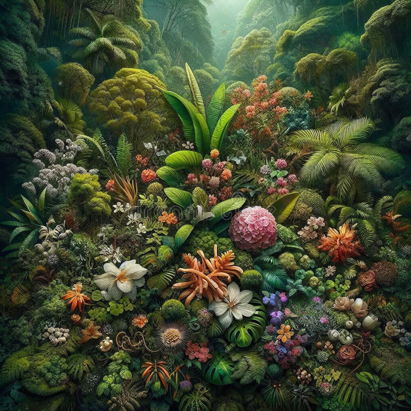 117 6. Rainforest Harmony_ a Complex Mix of Greenery and Troica Stock ...