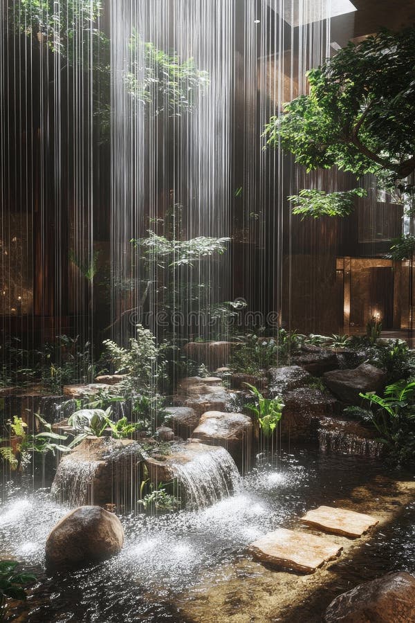 Rainforest Inspired Interior Architecture Stock Illustration ...