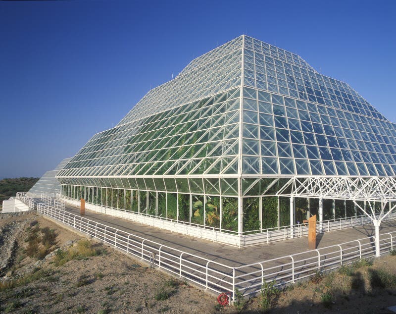 Aerial View of the Enclosed Ecosystem of Biosphere 2 at Oracle in ...