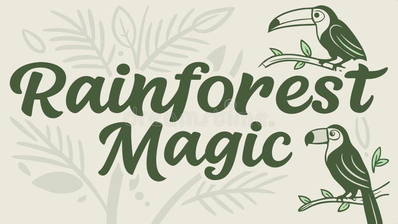 Rainforest Magic Text, Nature and Tropical Forest Graphic Vector Design ...