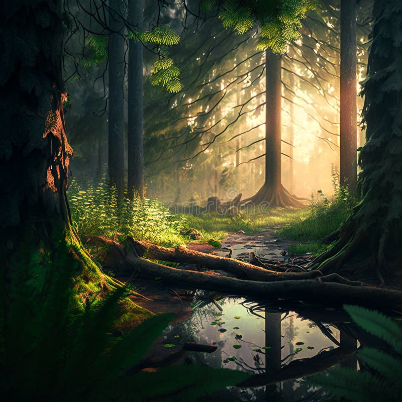 Rainforest in the Morning. AI Generated Stock Illustration ...