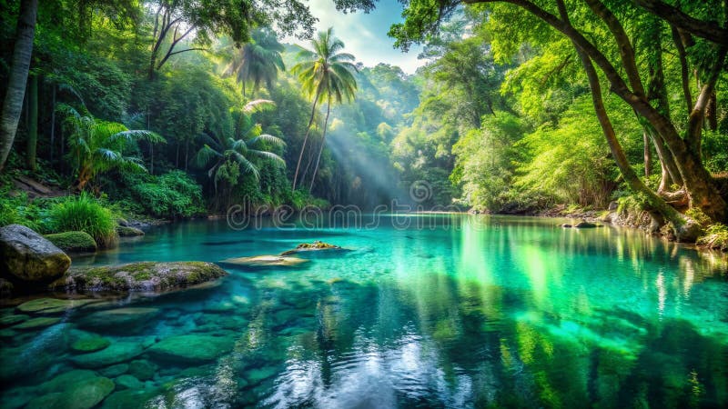 Rainforest Natural Ambiance and Crystal Clear Water Generative by AI ...
