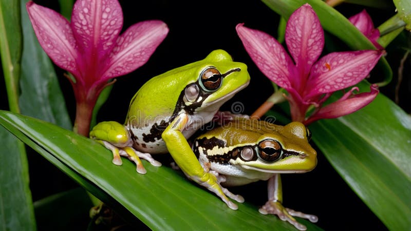 Rainforest Romance: Spencer S River Tree Frogs in the Midst of Courtship Stock Image - Image of ...