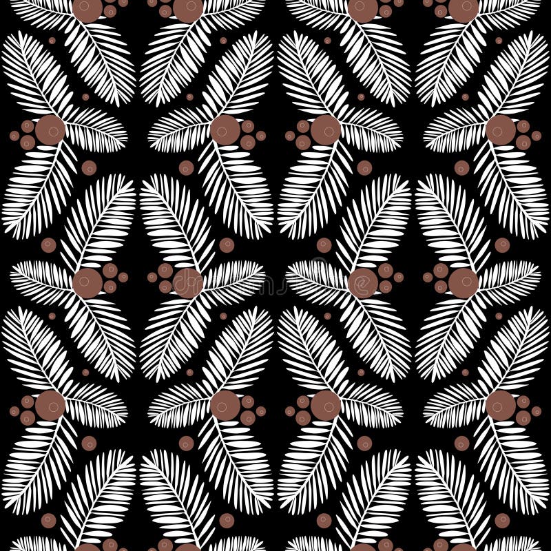 Rainforest Seamless Pattern on Black Background, Palm Leaf, Trendy ...