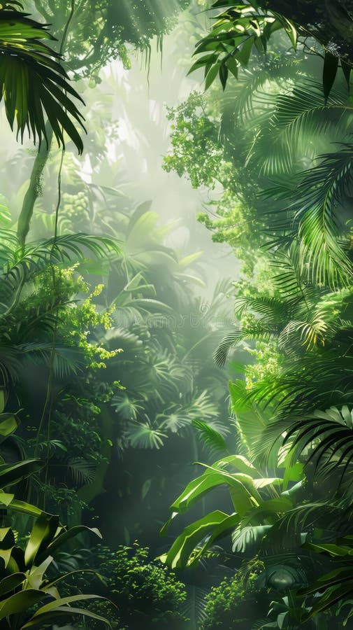 Rainforest with a Thick, Verdant Canopy. Stock Illustration - Illustration of scenic, climate ...