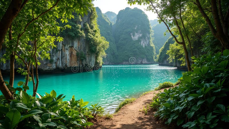 Rainforest Trail To Hidden Lagoon Lush Greenery Crystal Clear Water ...