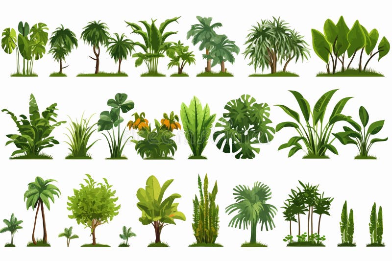 Rainforest Vegetation Set Vector Flat Isolated Vector Style ...