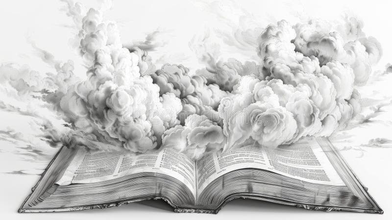 Raining Cloud in the Medieval Art Classic Bibel Style Solid White ...