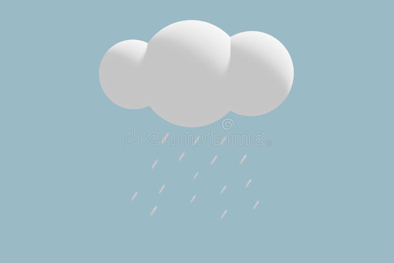 Raining Clouds Drawing Isolated on Blue Background. 3D Illustration ...