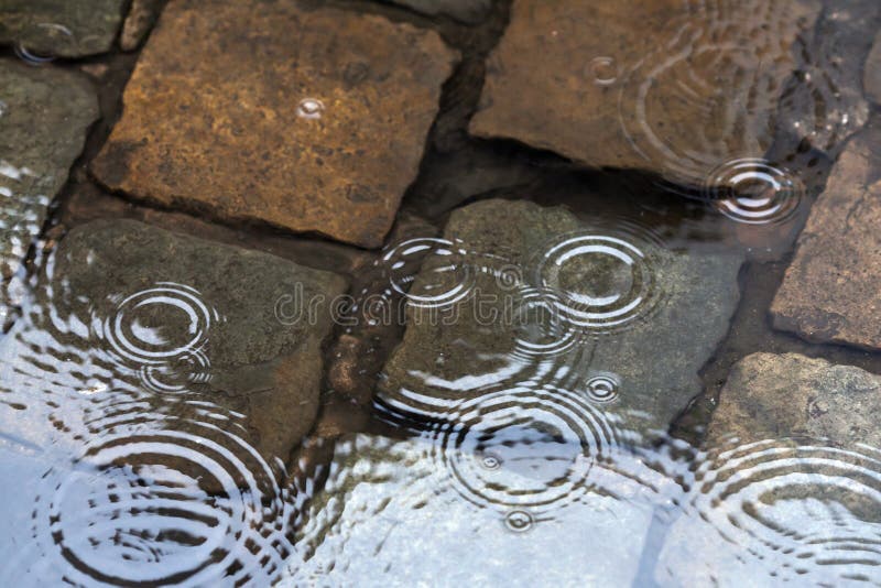 Raining on Cobblestone Pavement Stock Image - Image of water, outdoor ...