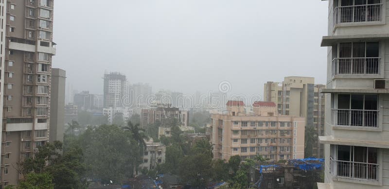 Raining in Cyclone Mumbai from High Rise Building Stock Image - Image ...