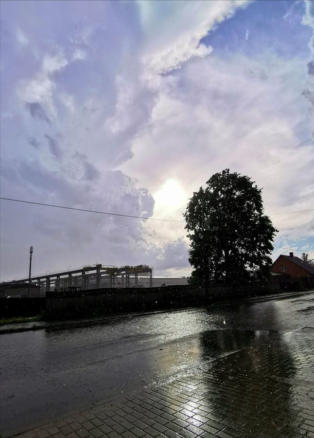 Raining Day. Rain. Weather. Beautiful Sky. Stock Image - Image of tree ...