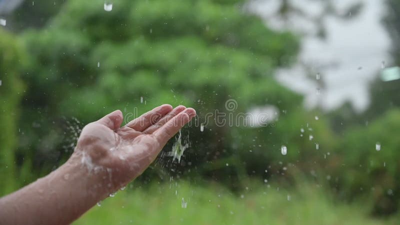 Raining Drops of Water Flowing into the Hands Stock Video - Video of ...