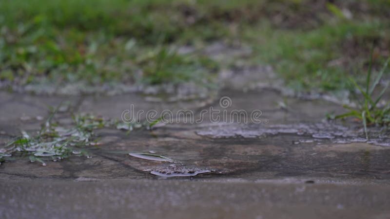 Raining on the Ground with Water Splash Stock Video - Video of cement ...