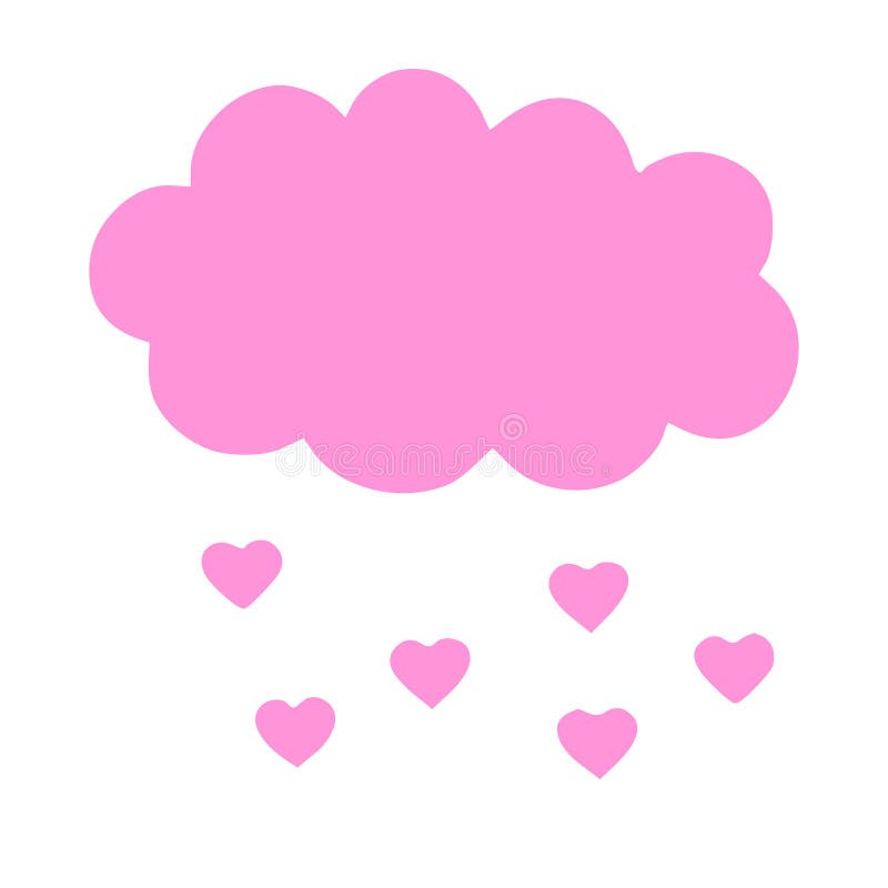 Raining Hearts from Cartoon Pink Cloud Stock Vector - Illustration of ...