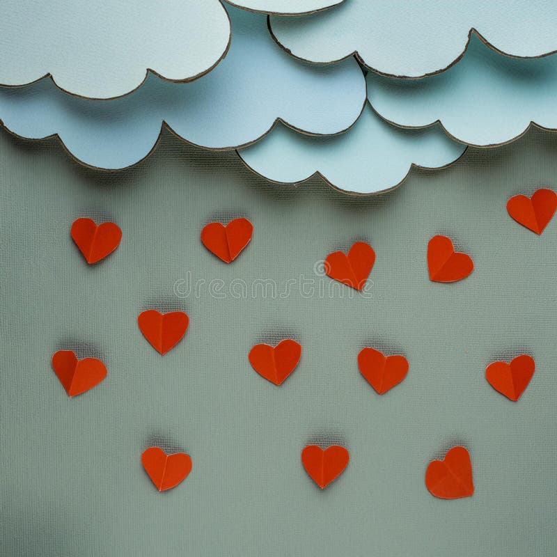 Raining Hearts Paper Cutting Illustration Stock Illustration ...