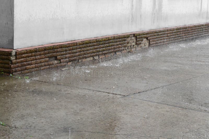 It is Raining Heavily Near the Building Stock Image - Image of shower ...