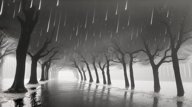 Raining Landscape Illustration Wall Art Ai Generated Stock Photo ...