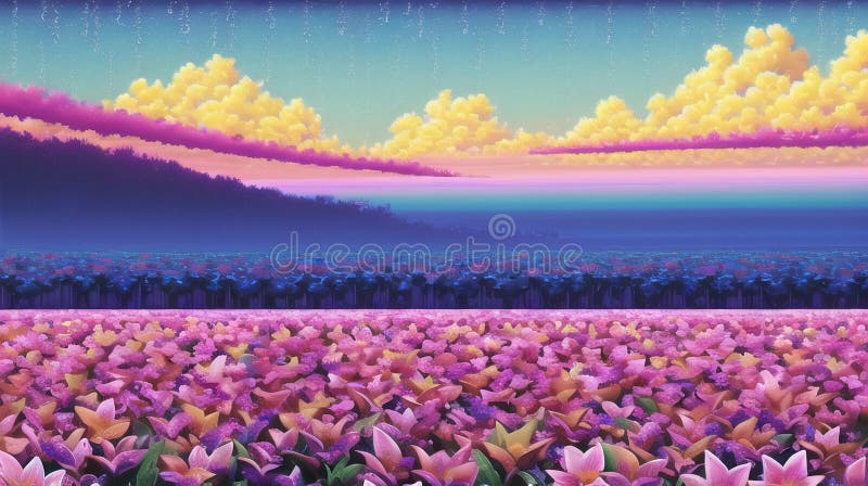 Raining Landscape Illustration Wall Art Ai Generated Stock Image ...