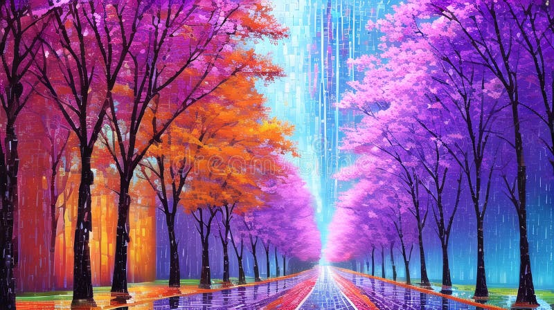 Raining Landscape Illustration Wall Art Ai Generated Stock Photo ...