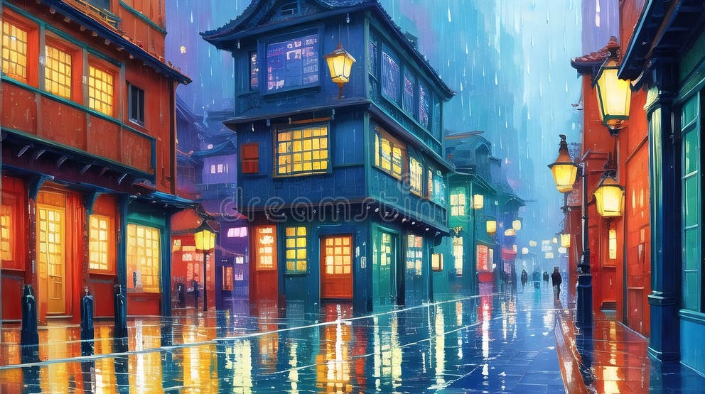 Raining Landscape Illustration Wall Art Ai Generated Stock Photo ...