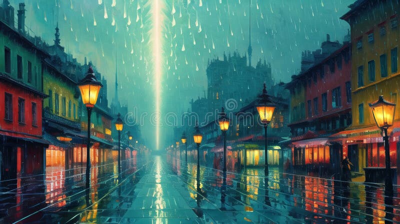 Raining Landscape Illustration Wall Art Ai Generated Stock Photo ...