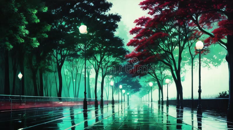 Raining Landscape Illustration Wall Art Ai Generated Stock Photo ...