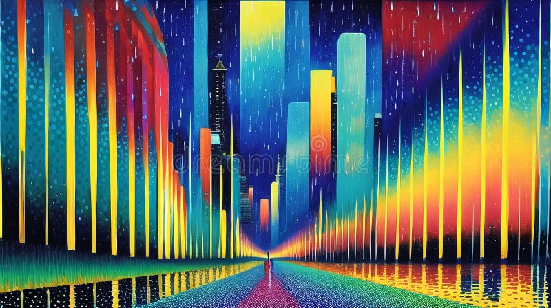 Raining Landscape Illustration Wall Art Ai Generated Stock Image ...