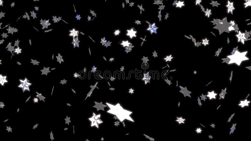 Raining Lots of Big and Sharp Silver Six Branch Stars Stock ...