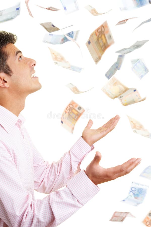 Raining money stock photo. Image of laugh, cutout, euro - 10338722