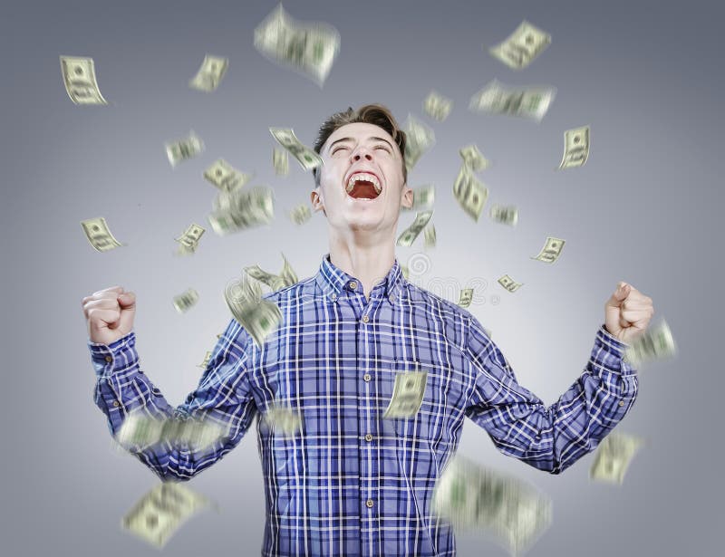 Raining Money Hands Catching Dollars Stock Photo - Image of cash, bank ...