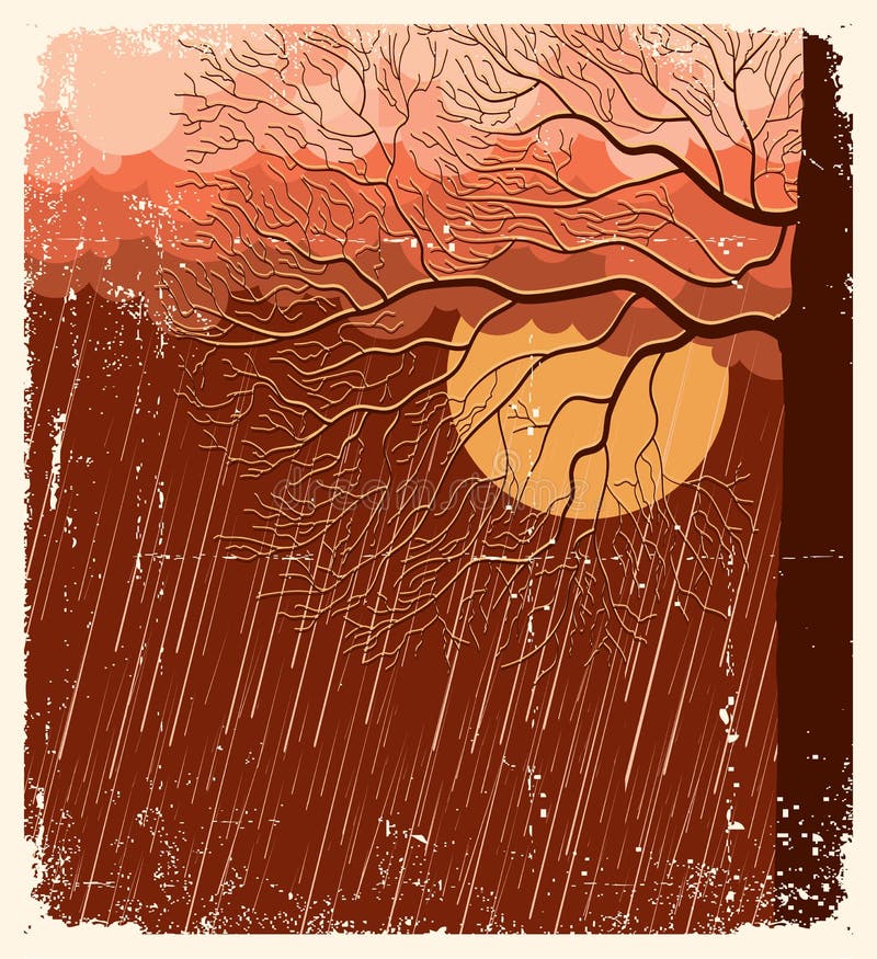 Raining Clouds on Old Paper Texture.Vintage Back Stock Vector ...