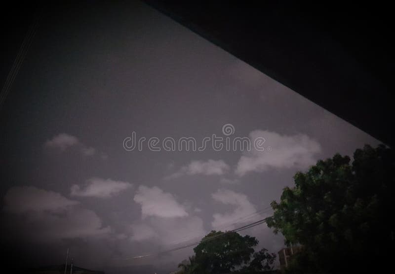 Raining in the Night with Dark Claud Stock Image - Image of cloud ...