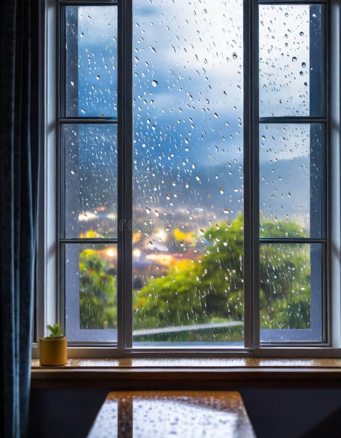 Raining Outside, Rain Drops on Window, Summer Rain Background Stock ...