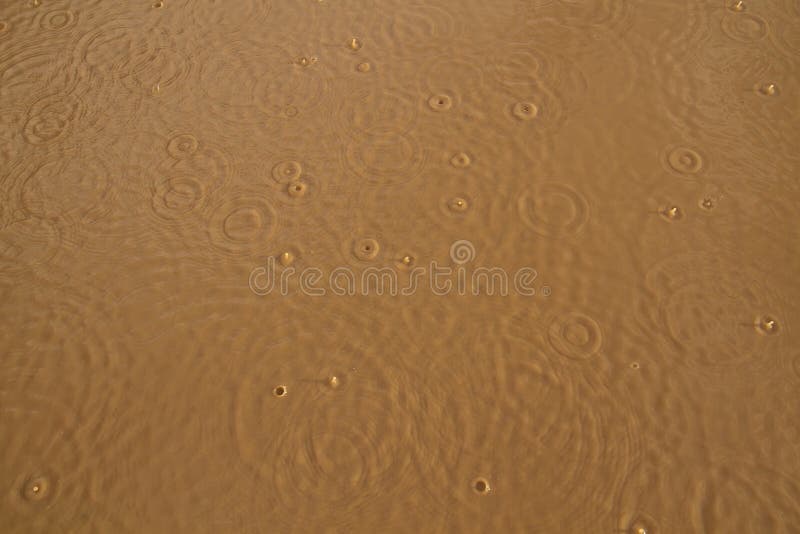 Raining on a Puddle of Muddy Water Stock Photo - Image of sadness ...