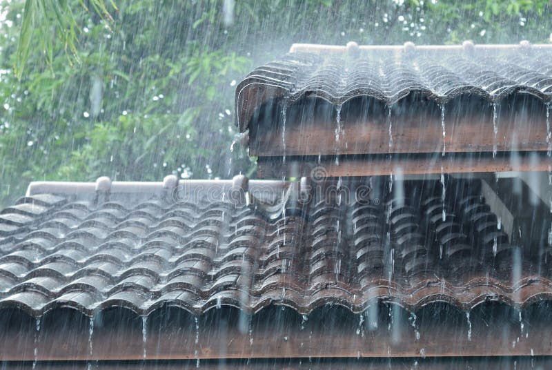 Raining on the roof stock image. Image of weather, roof - 21504465