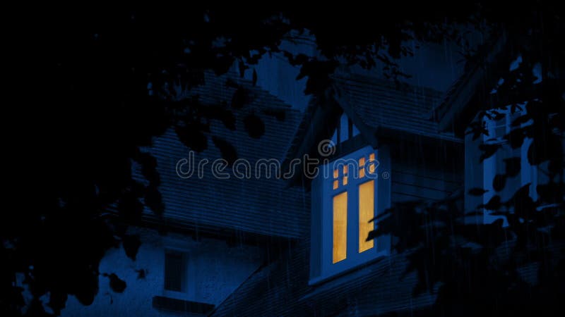 Raining on Rooftop with Light on in Bedroom Stock Video - Video of ...