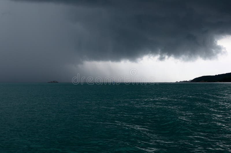 Raining storm over the sea stock image. Image of storm - 38564969