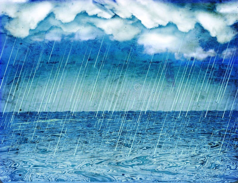 Raining Storm in Sea.Vintage Stock Photo - Image of weather, paper ...