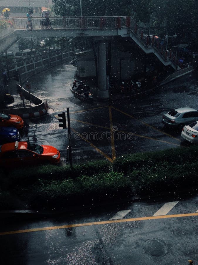 A raining street stock photo. Image of beautiful, raining - 94976964