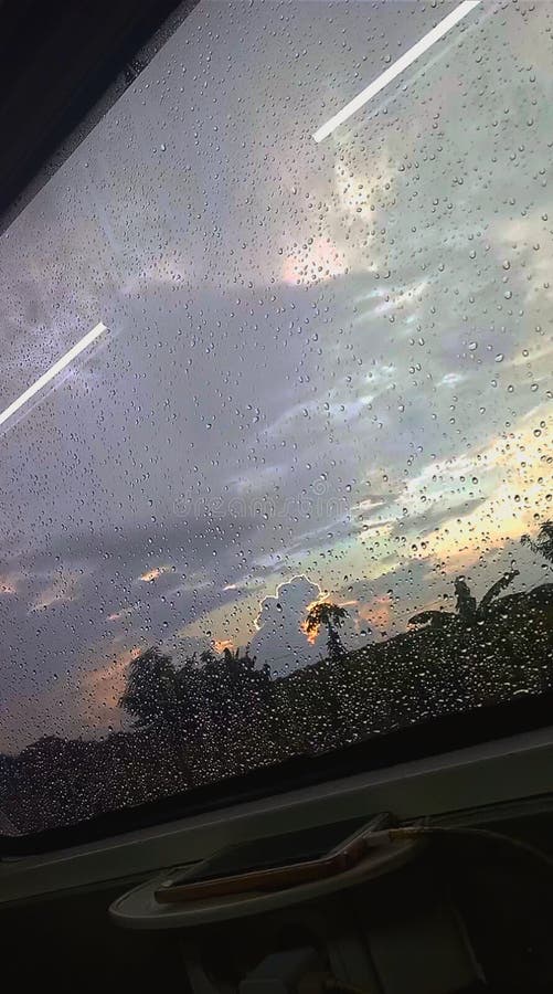 The Raining View Sunrise at Train Stock Image - Image of train, night ...