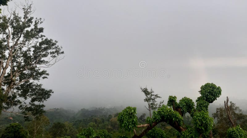 Raining View from Top of Hill Stock Image - Image of view, forest ...