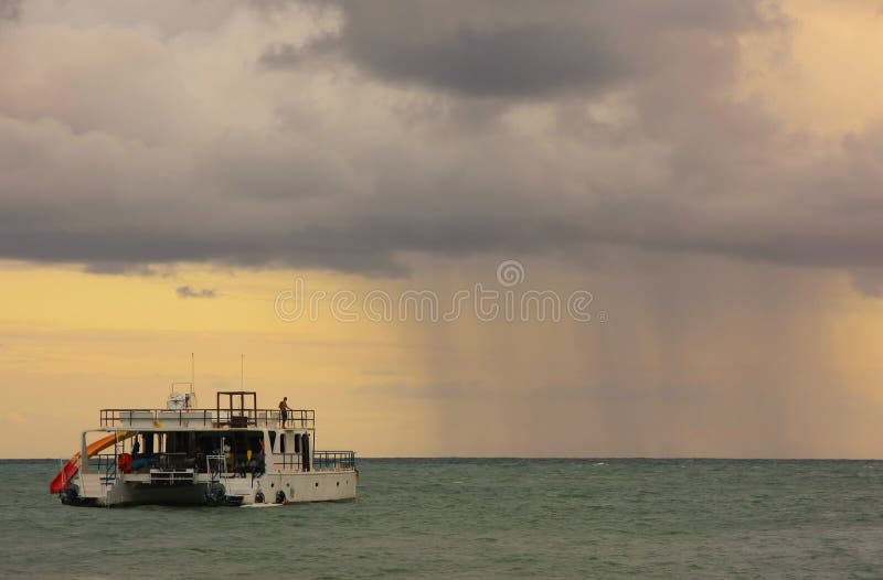 Rainstorm in a Sea at Sunrise Stock Image - Image of sandy, atlantic ...