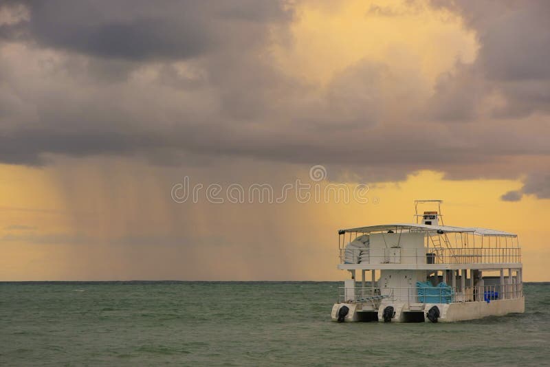 Rainstorm in a Sea at Sunrise Stock Photo - Image of atlantic, republic ...