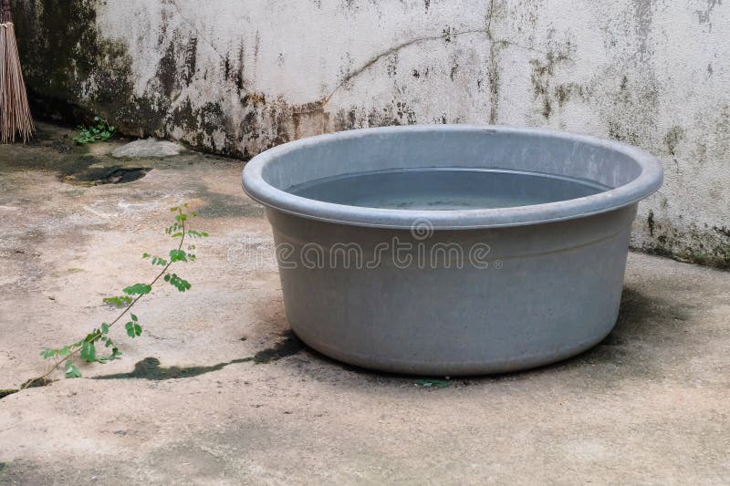 Rainwater Catch Basin,Rainwater Stored in Bucket Stock Photo - Image of ...